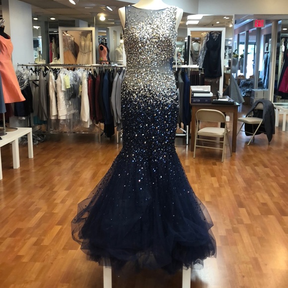 Alyce Paris | Dresses | Blue Pearl Prom Dress With Sequins Rhinestones ...